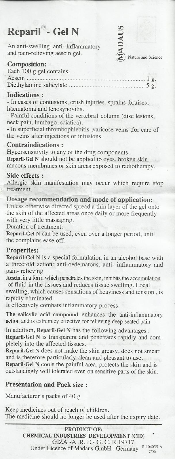 Reparil-Gel N: Relief for Swelling, Inflammation, and Pain – Pharma Guide