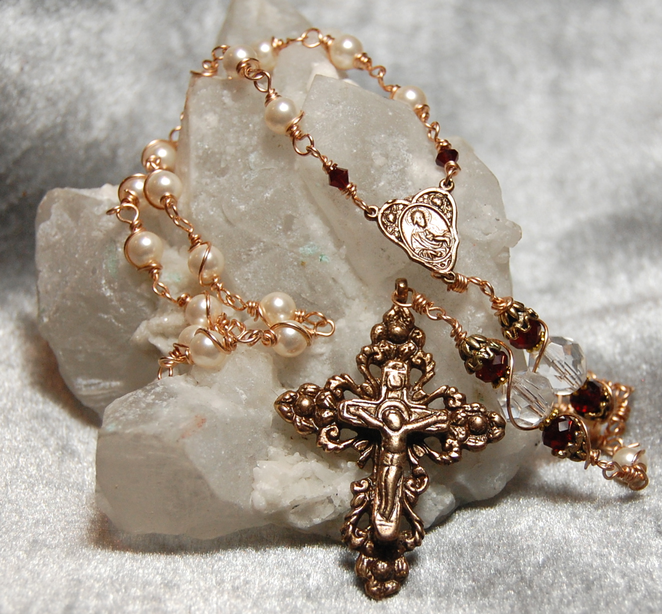 HeartFelt Rosaries: Swarovski Pearl and Crystal Rosary