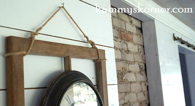Kammy's Korner: Old Window, Clock, and Rope {$1 Decor for the Sunroom}