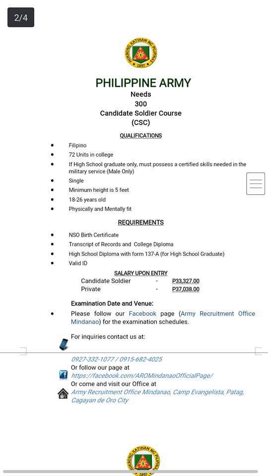 Join The Philippine Army Now! - Cagayan de Oro Today