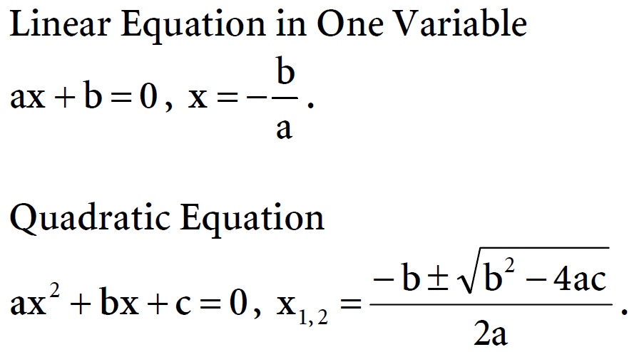 Equations Formulas