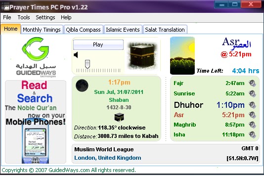 Download Prayer Time PC Pro 1.22, Software Pengingat Azan - Biologizone