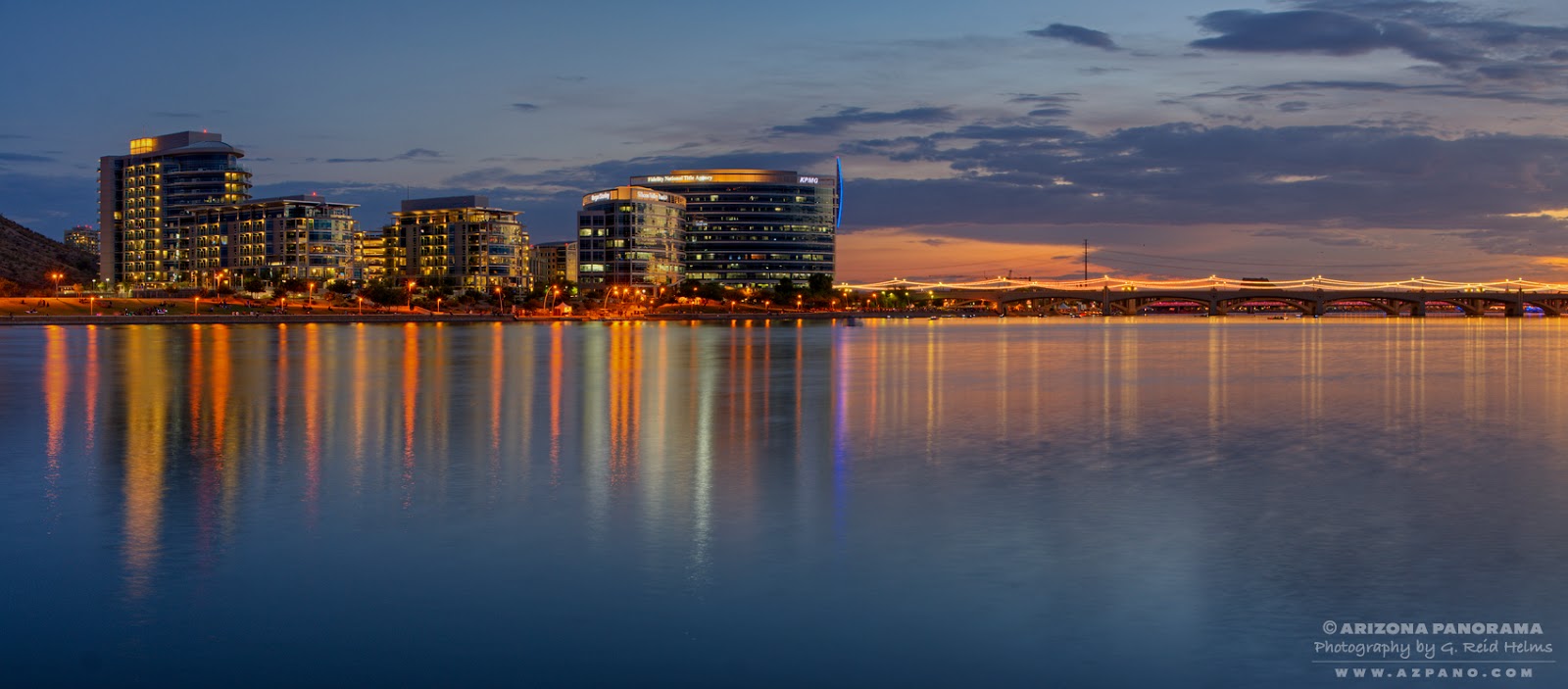 Arizona Panorama: Tempe Town Lake Independence Day Fireworks