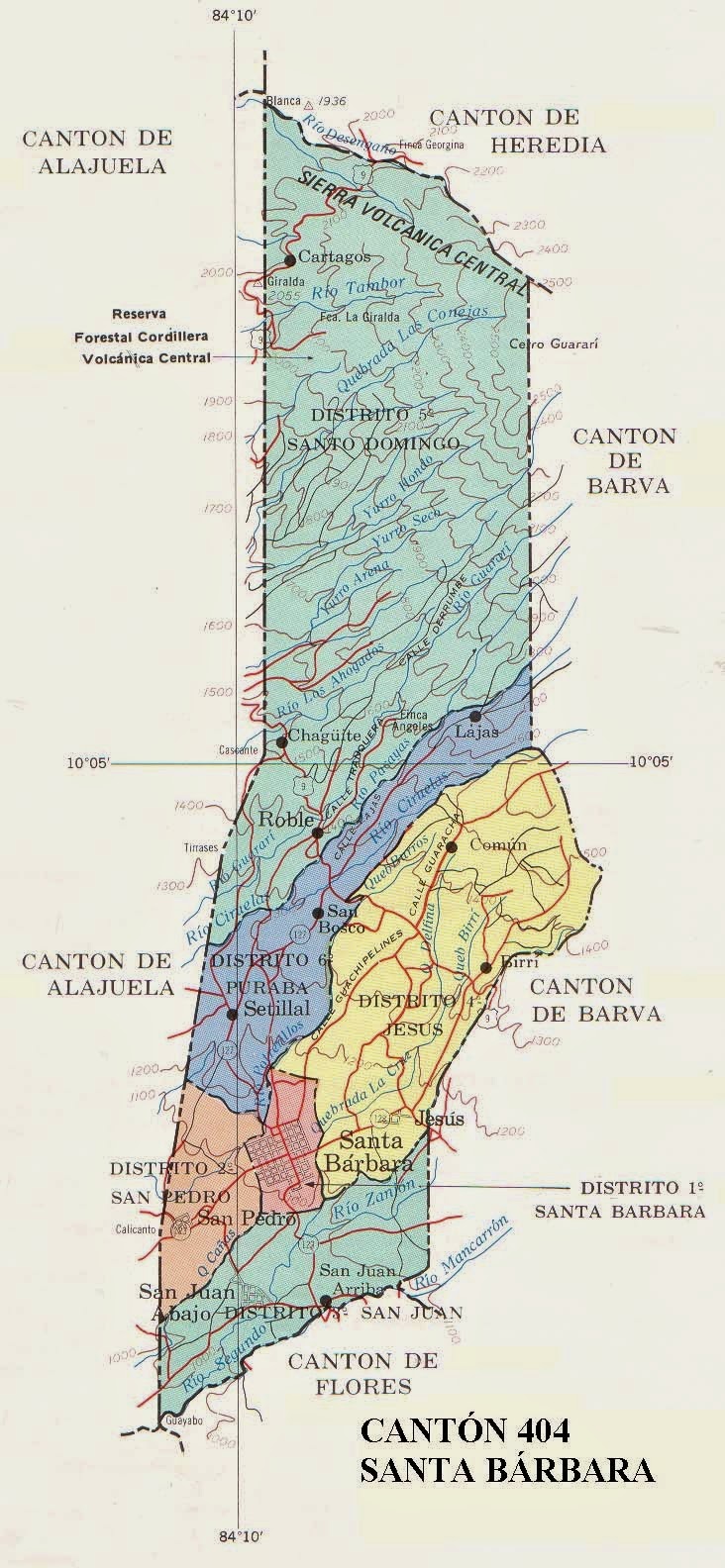 MAPAS DE: Santa Barbara. Canton N° 4 de Heredia