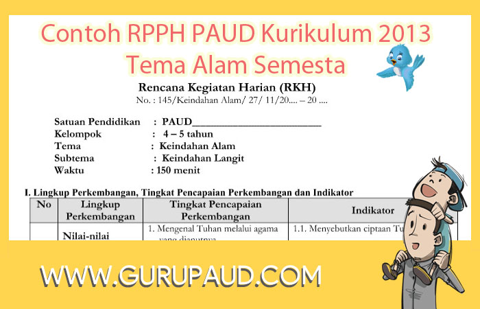Contoh RPPH PAUD Kurikulum 2013 Tema Alam Semesta | GURU PAUD