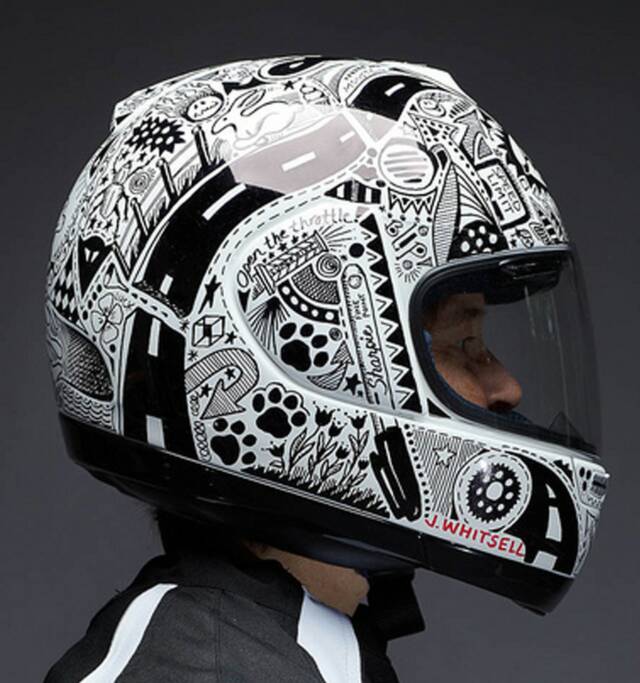 Cool motorbike helmet designs using a Sharpie pen