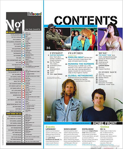Music magazine.: Contents pages analysis.