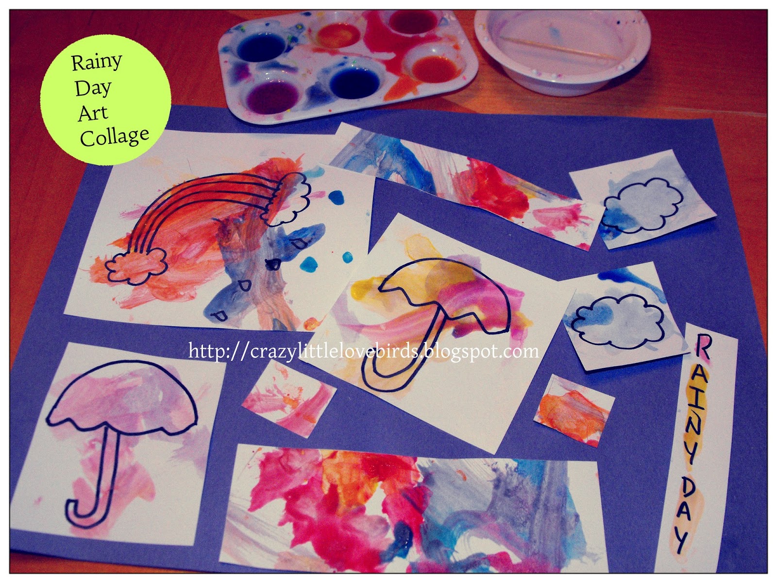 Rainy day toddler art collage