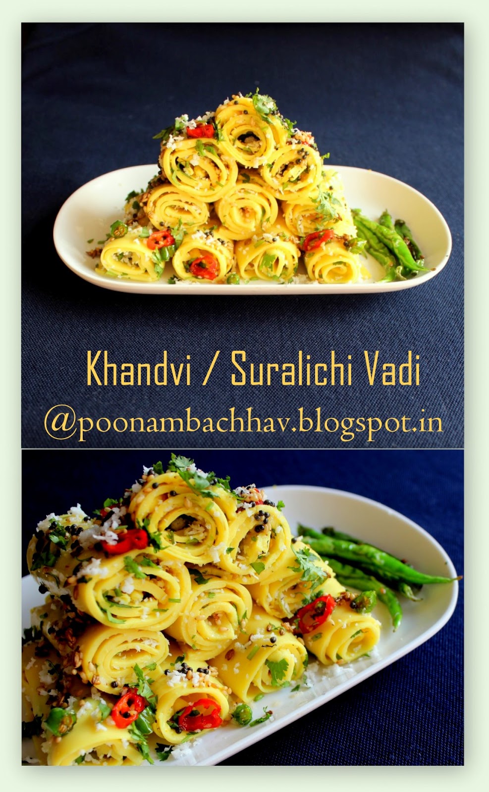 Annapurna: Suralichi Vadi / Khandvi Recipe using Pressure Cooker
