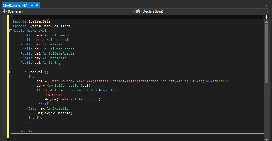Berbagi Ilmu VB.Net: Koneksi Sql dengan VB