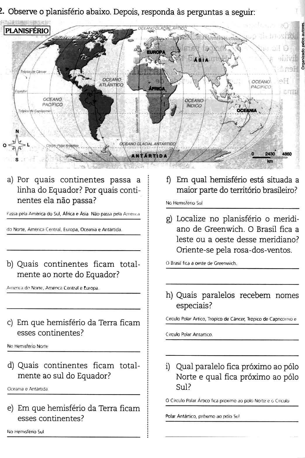 Atividades De Geografia 5 Ano Continentes E Oceanos - EDUCA