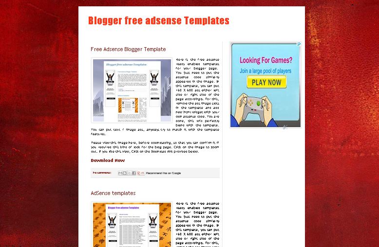 Blogger free adsense Templates