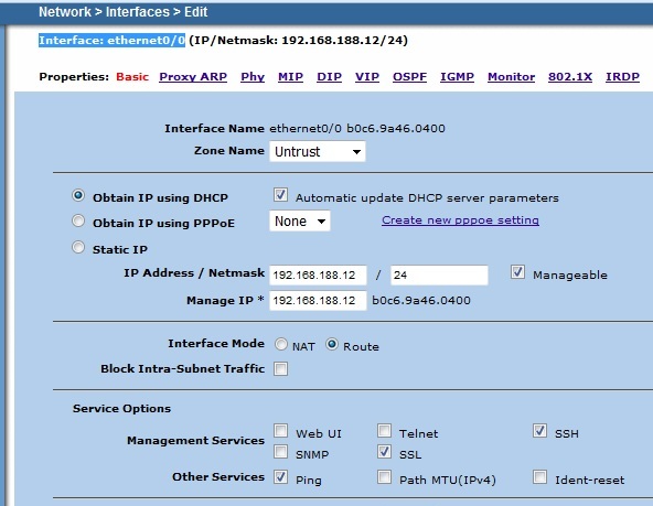 JUNIPER SSG5/SSG20 初始化設定