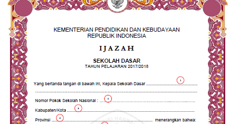 DKN SD, LEGER, FORMAT IJAZAH, DAN JUKNIS PENULISAN IJAZAH TAHUN 2018 | EDU CREATION