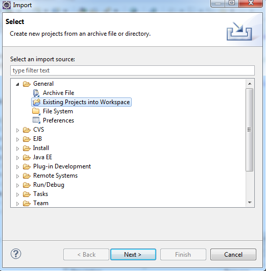 Technology comes with Idea: How to open already existed Project in Eclipse