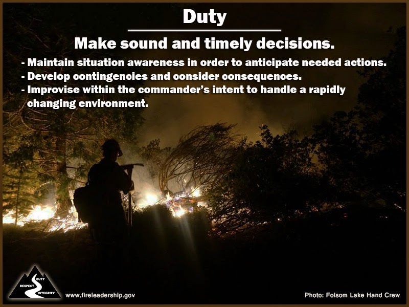 Wildland Fire Leadership: DUTY: Make sound and timely decisions.