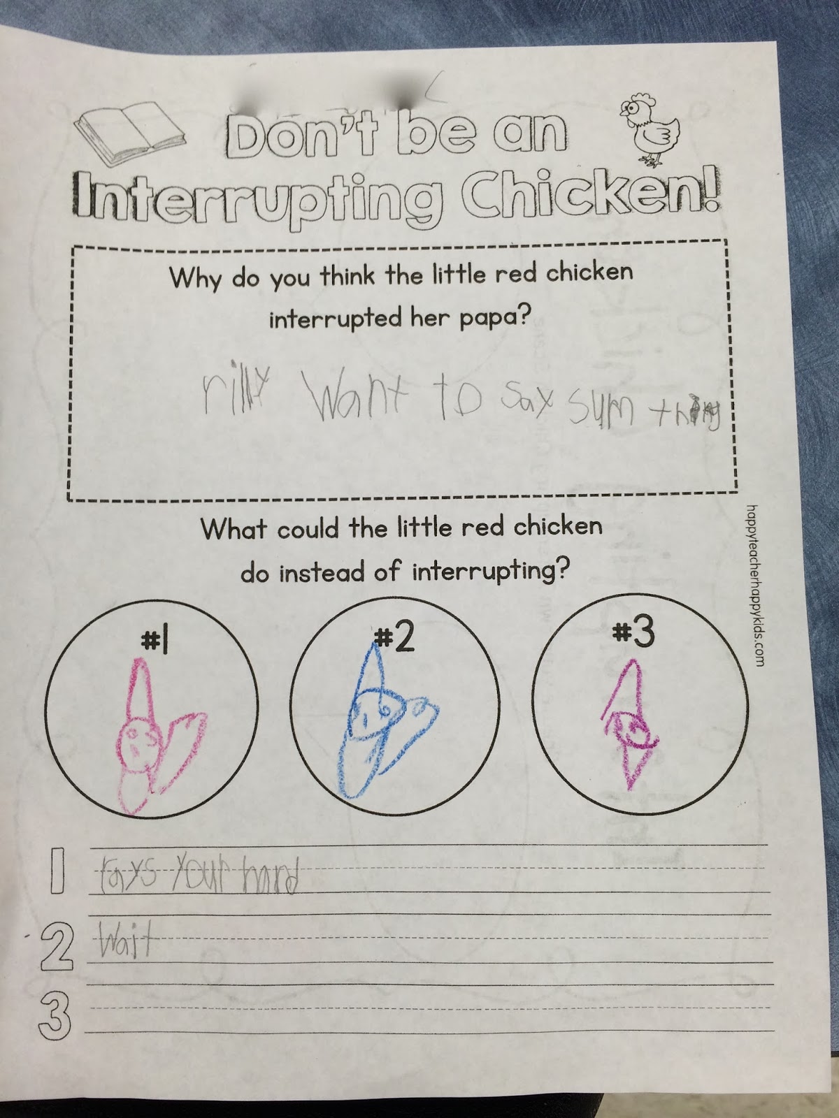 Ms. Sepp's Counselor Corner: Don't Be An Interrupting Chicken