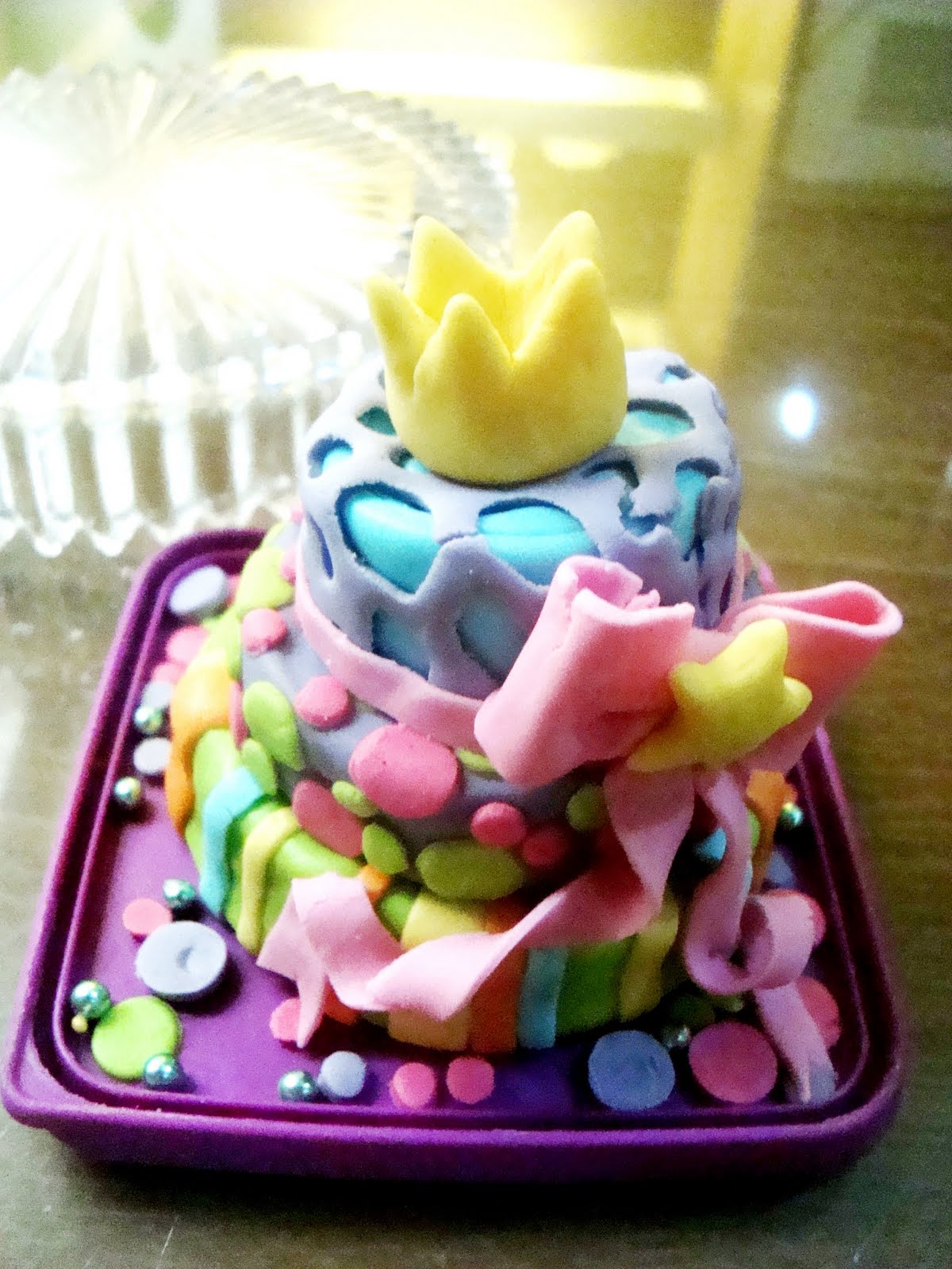 imagination world inside my head: Funky cake (miniature of a birthday cake)