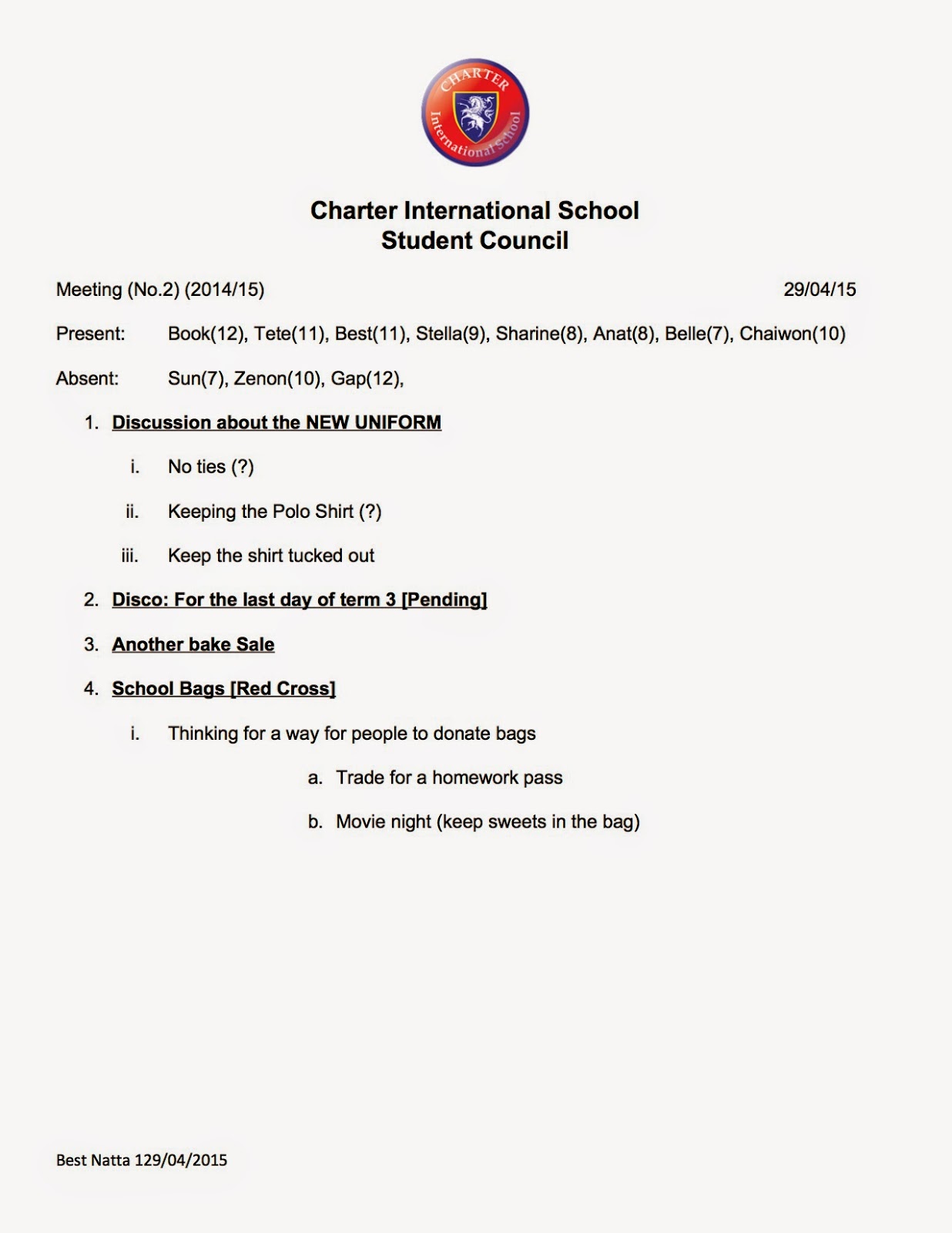 Charter Student Council Websites