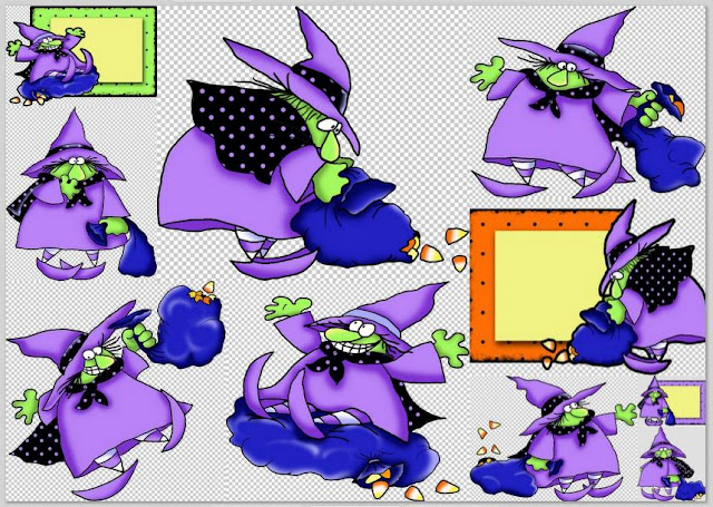 Funny Witch with Candies Halloween Clipart. - Oh My Fiesta! in english