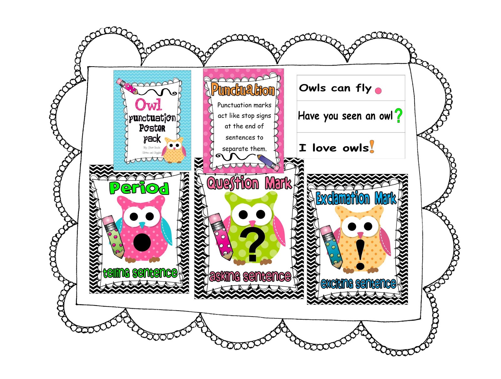 First Grade Glitter and Giggles: I'm back...Plus Owl Punctuation