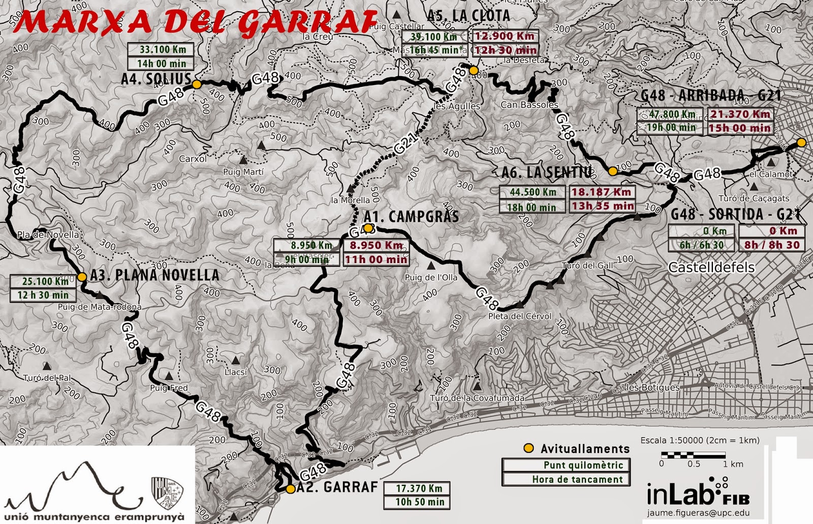 MARXA DEL GARRAF - Unió Muntanyenca Eramprunyà, Gavà: Recorregut