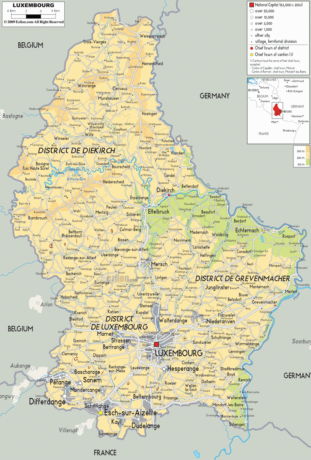LUXEMBURGO - MAPAS GEOGRÁFICOS DE LUXEMBURGO