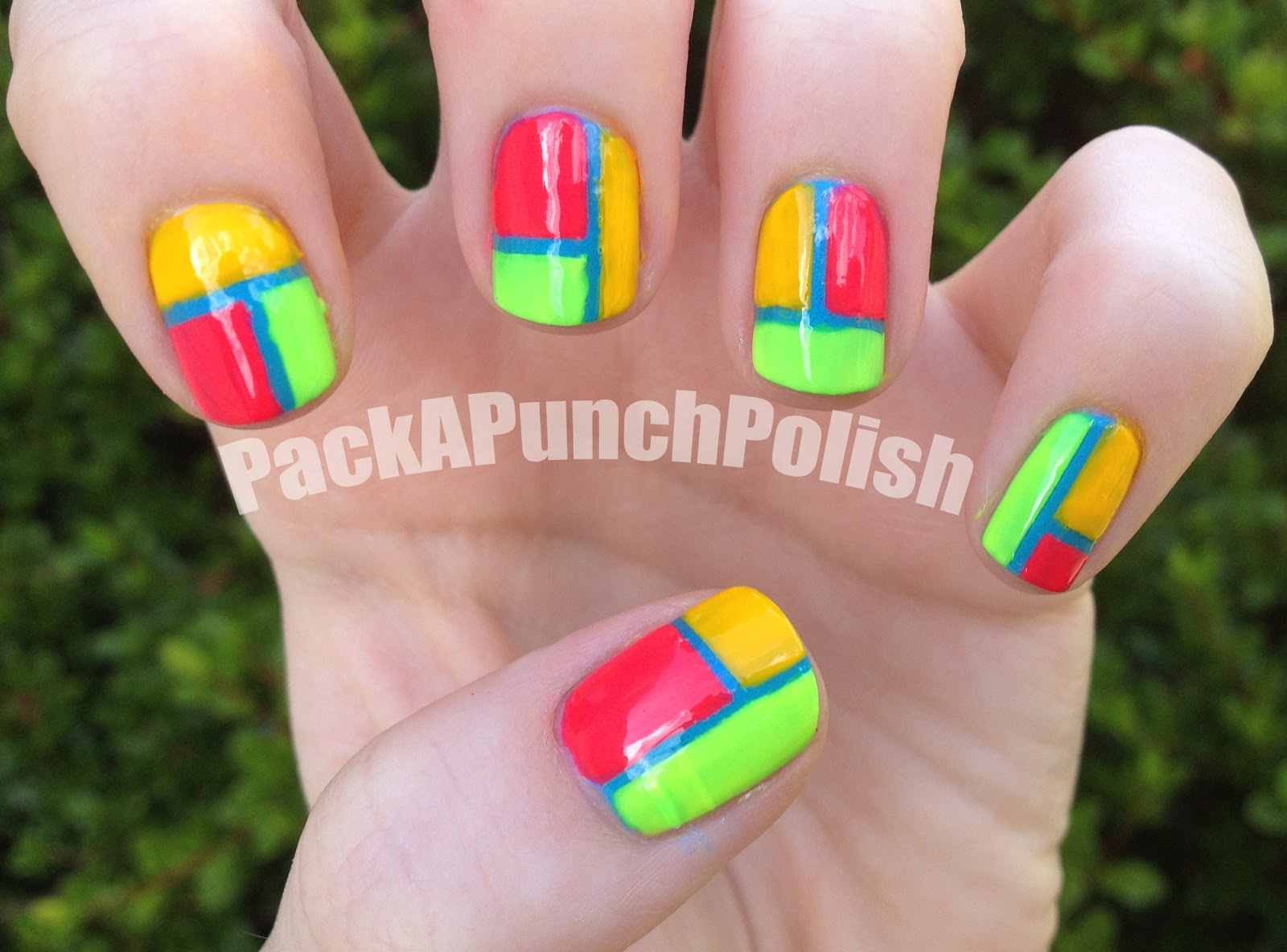 PackAPunchPolish: Neon Color Block Nail Art