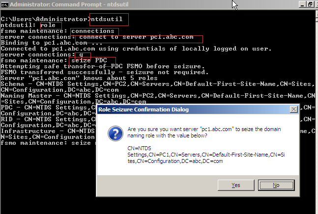 Practical Manual for IT/ Network Support Engineers: SEIZING THE FSMO ROLE