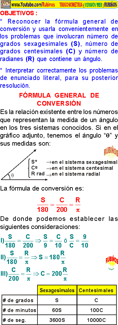 FÓRMULAS DE CONVERSIÓN DE MEDIDAS ANGULARES EJERCICIOS RESUELTOS