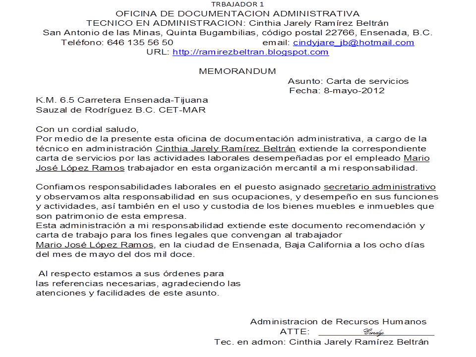 Ramirez Beltran: Gráfica estructural del memorándum (memorandums)
