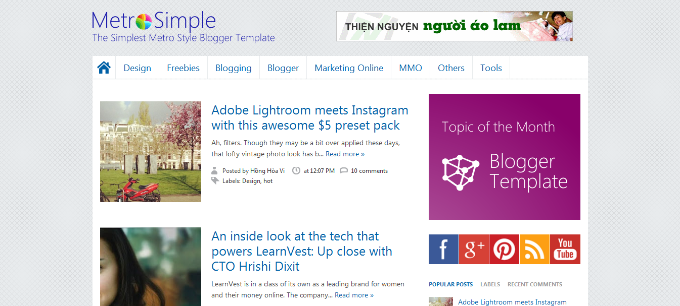 Free Download Released Metro Simple Blogger Template | Blogging Academy ...