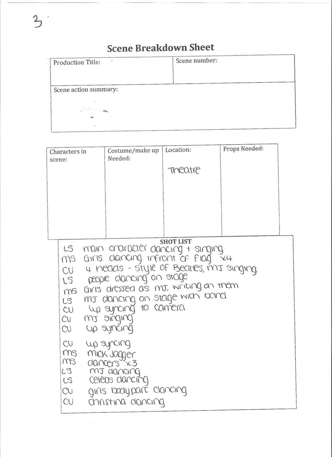 trinmedia403: Scene Breakdown sheets