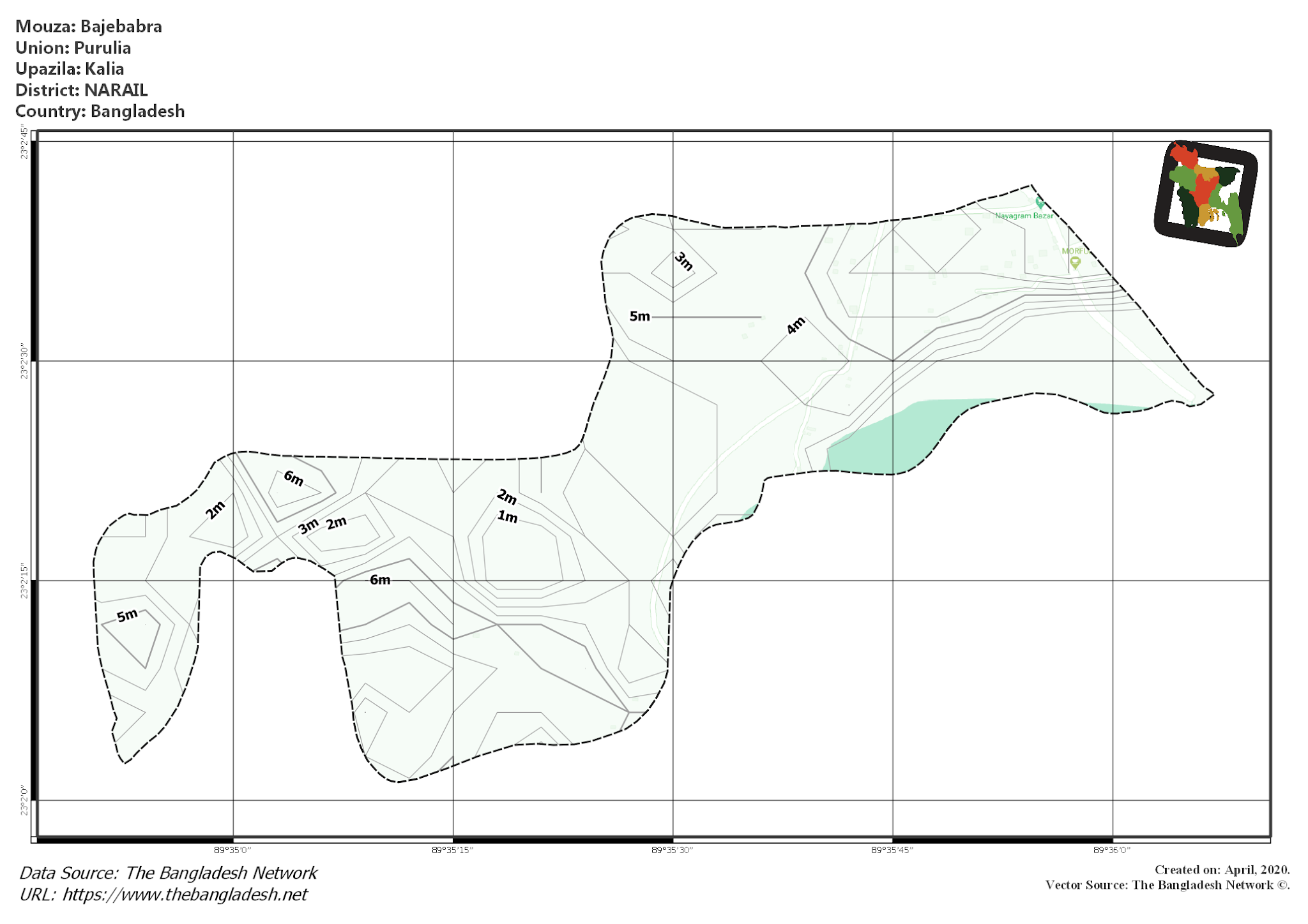 Map of Bajebabra Mouza, Kalia, Narail
