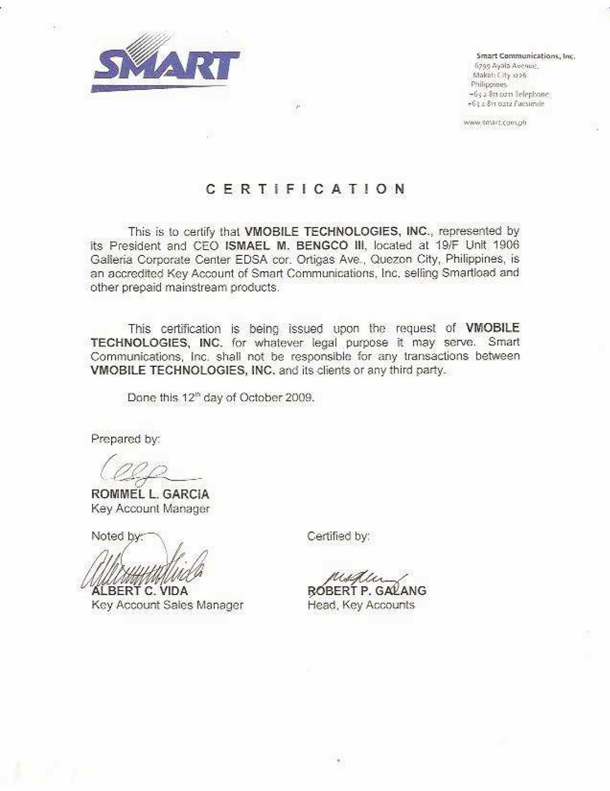 VMOBILE: SMART Certification