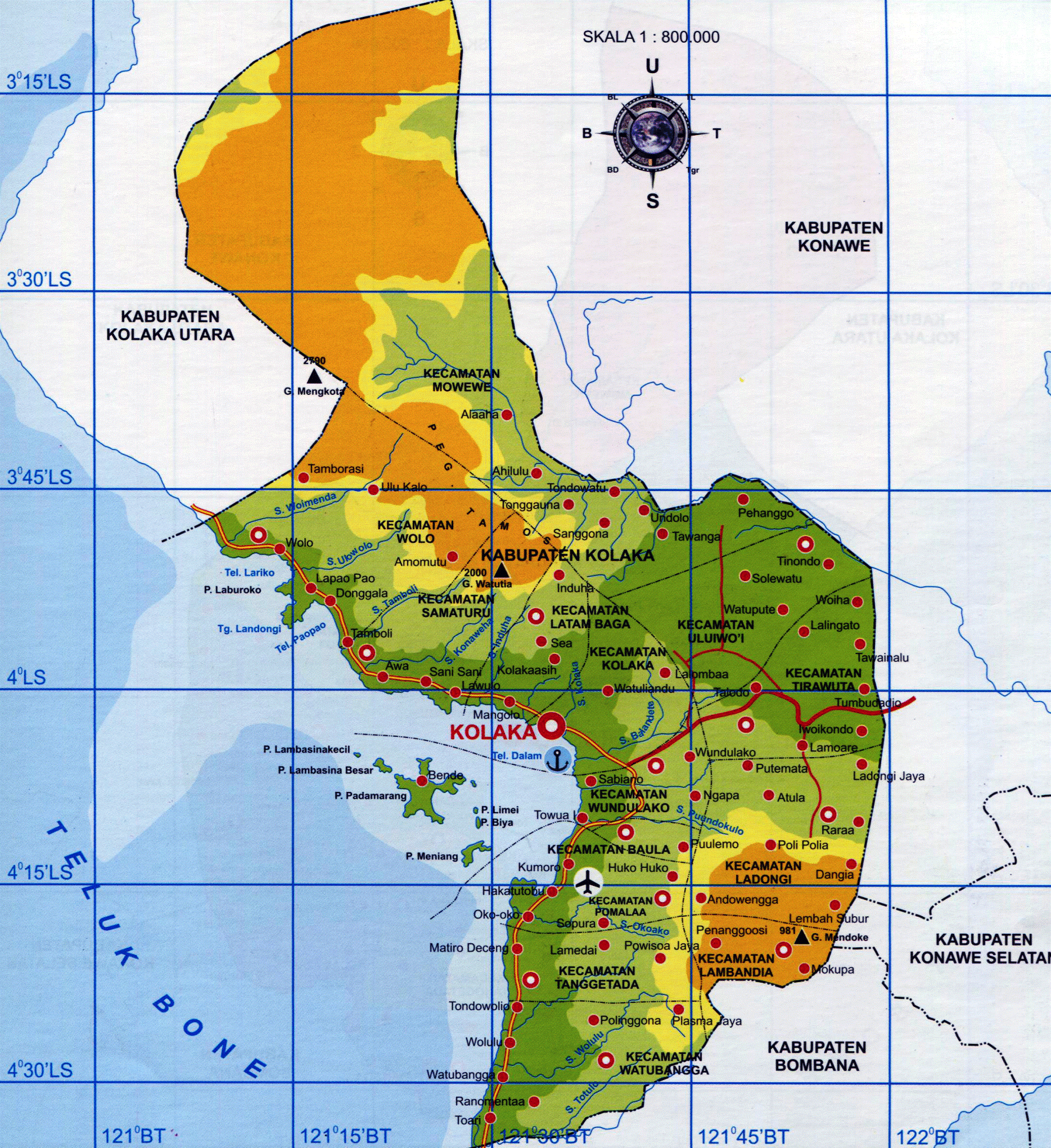 Peta Kota: Peta Kabupaten Kolaka