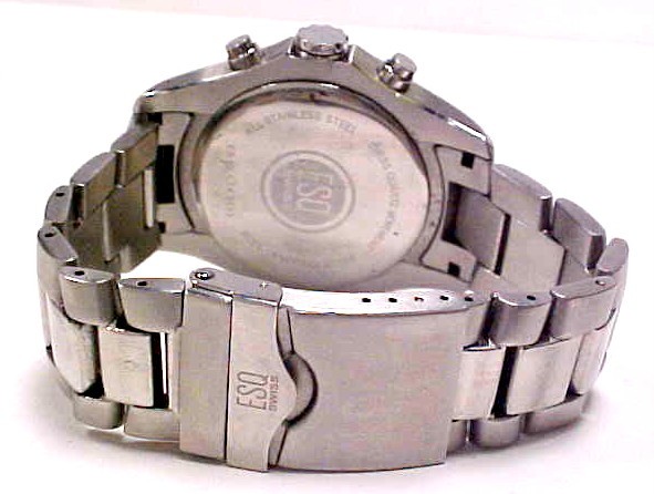 ESQ SWISS CHRONOGRAPH & DATE 3ATM 100M SPORT STAINLESS STEEL WATCH ...