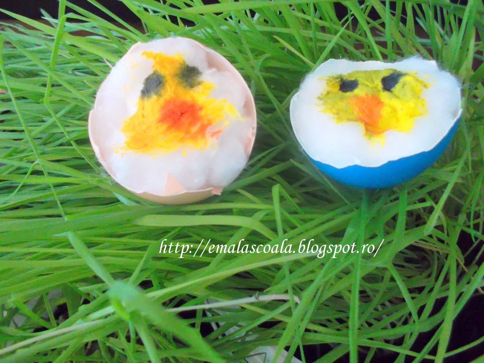 Decoratiune de Pasti cu pui. Puisori de Pasti in coaja de ou