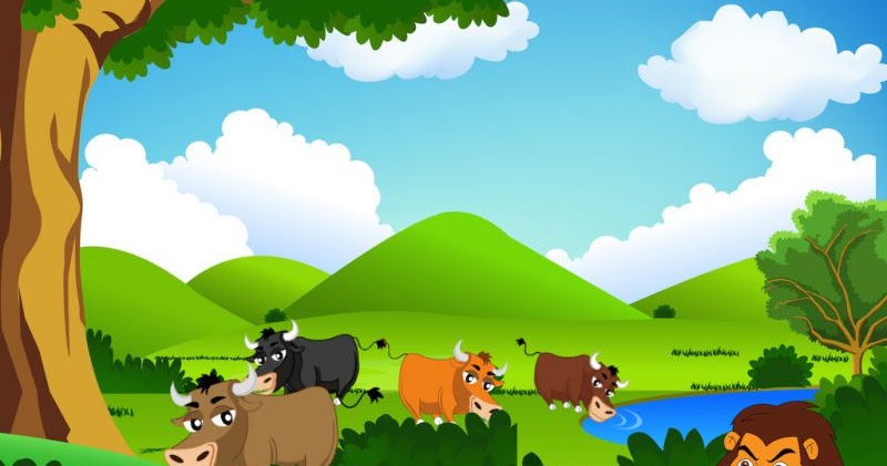 Lion and the Cows Story ~ Short Stories For Children