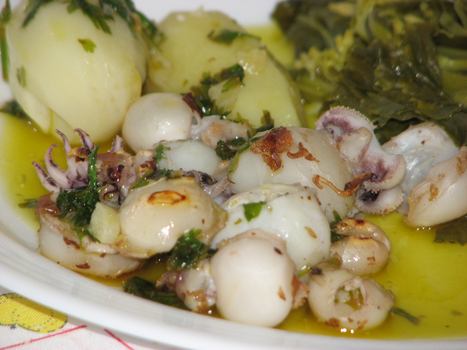 Choquinhos com molho verde