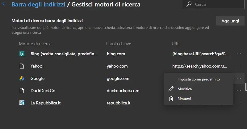 Cambiare motore di ricerca in Chrome, Edge, Firefox e Safari ...
