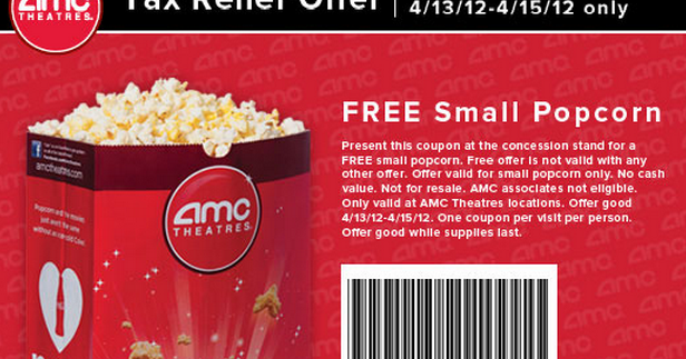 FREE IS MY LIFE: COUPON: FREE Small Popcorn at AMC Theatres (No ...