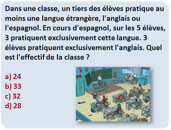 QCM-CONCOURS-GRATUITS: Exercice 21. Dans une classe, un tiers des ...