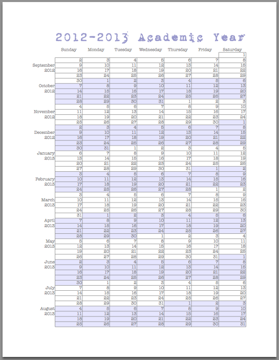 The Piano School Blog: Free Printable Year-View Calendar!
