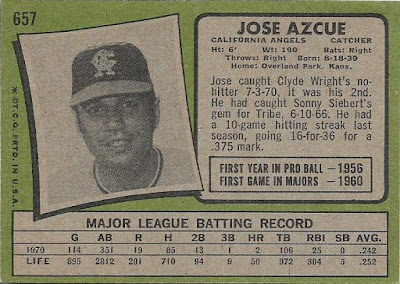 Topps 1971: no. 657 - jose azcue
