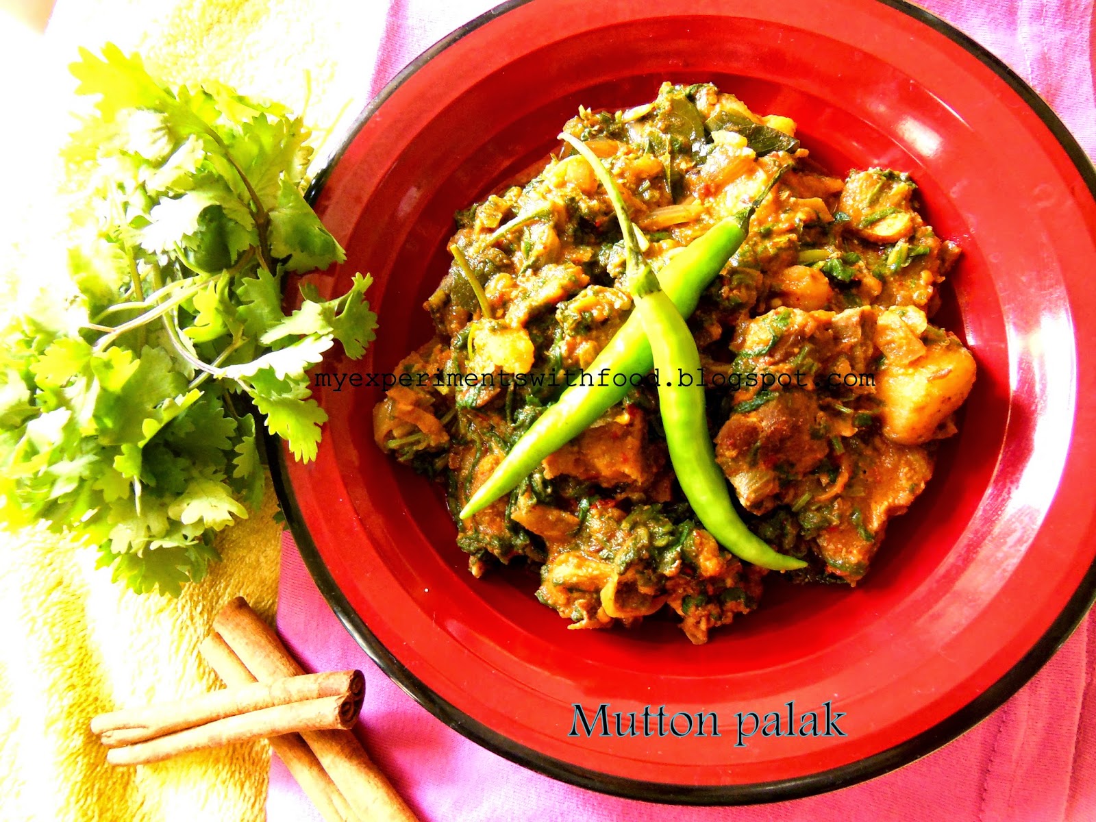 My Experiments With Food: Mutton Palak/ Palak Gosht