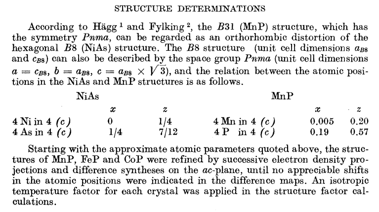 Phosphides of the B31 (MnP) Structure Type - Basic Knowledge for Ab-initio Calculation in ...