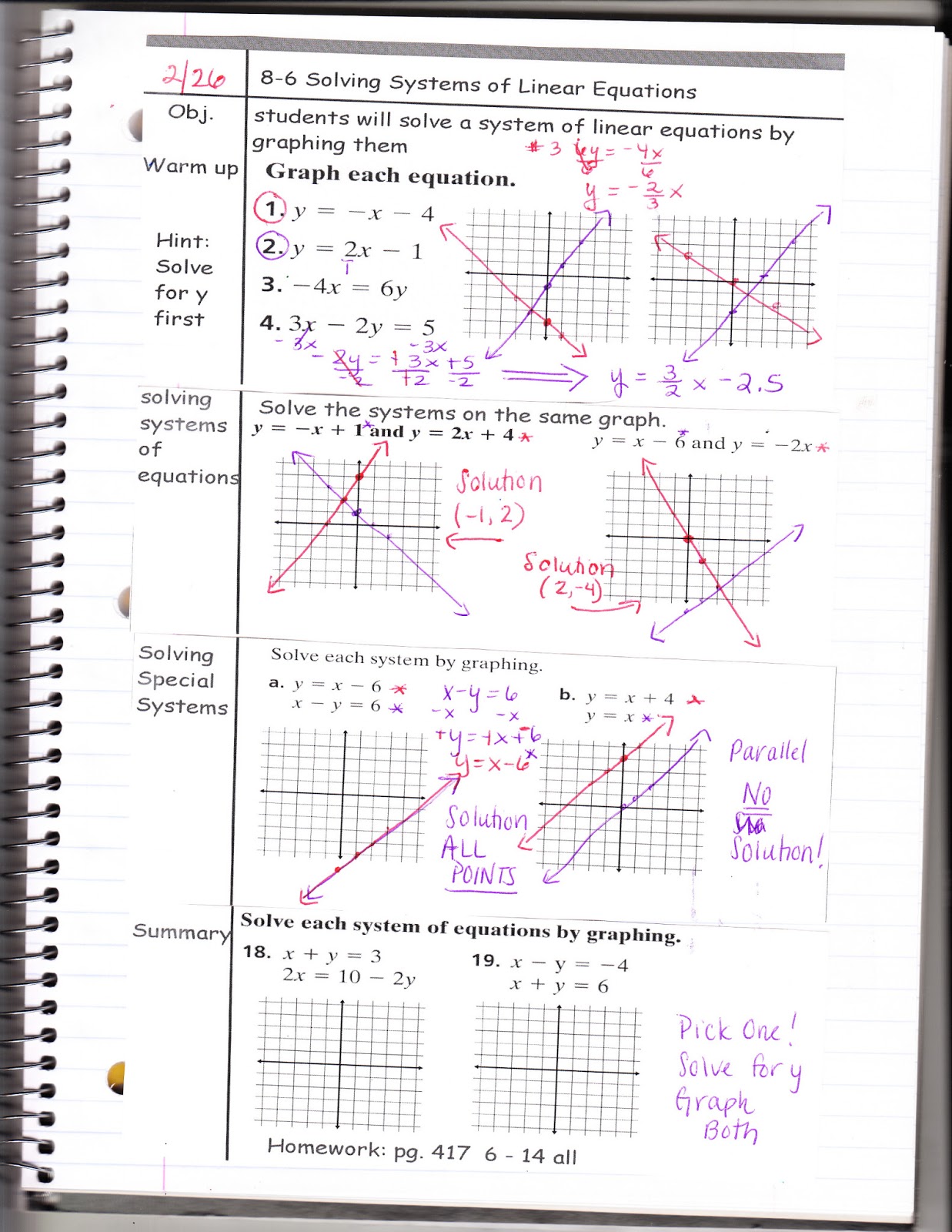 Ms. Jean's Classroom Blog: 8-6 Solving Systems of Linear Equations