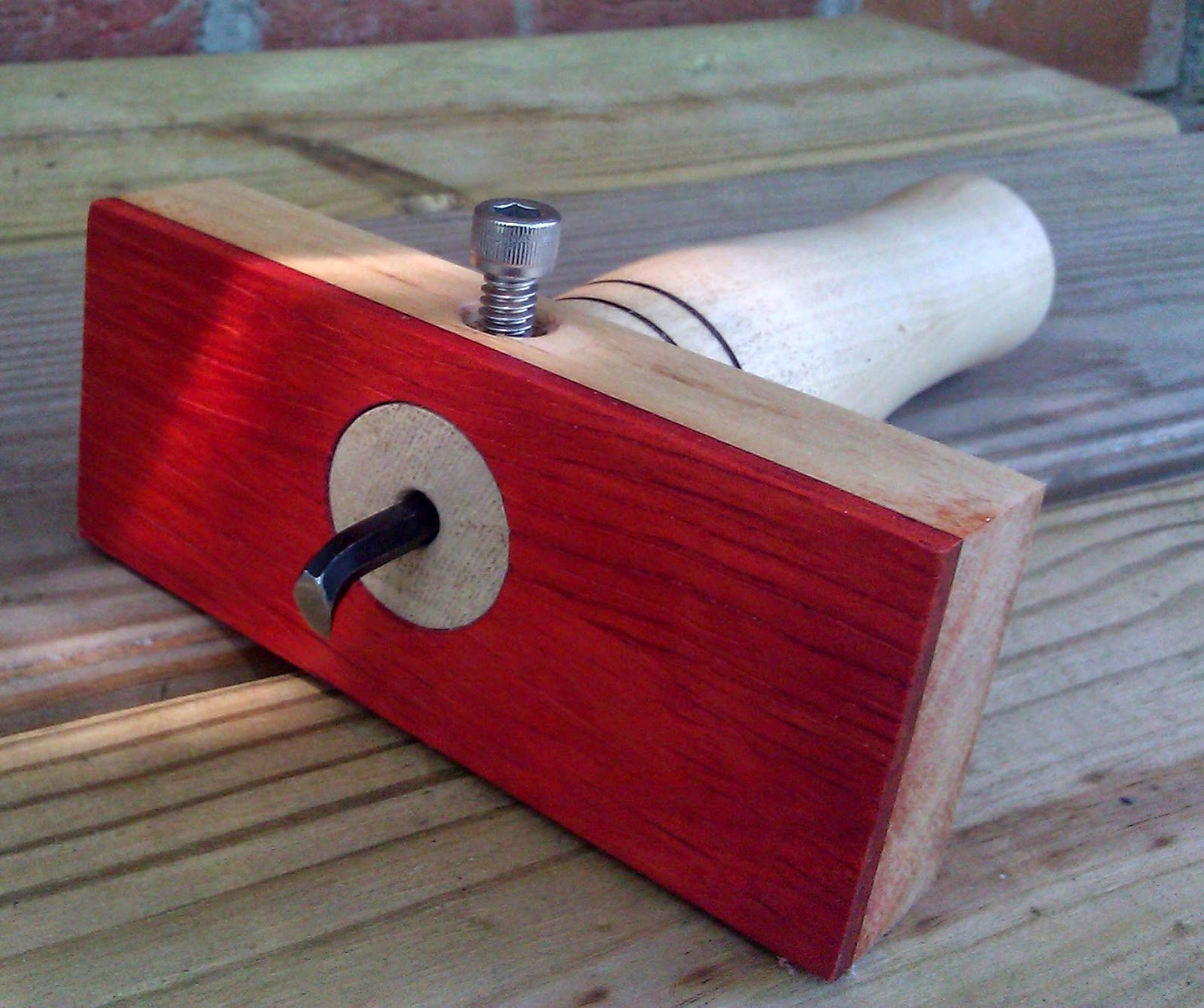 The Wood Knack: Lathe turned cutting/marking gauge with sliding blade.