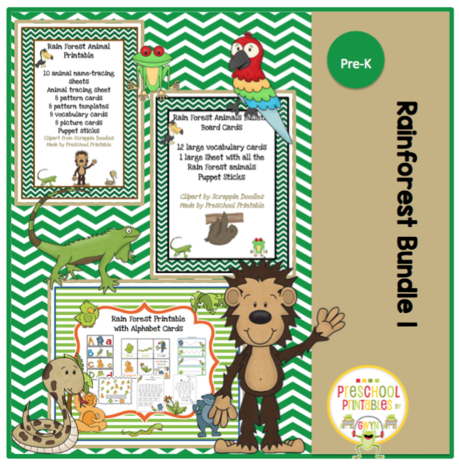 Rainforest Bundle 1 ~ Preschool Printables